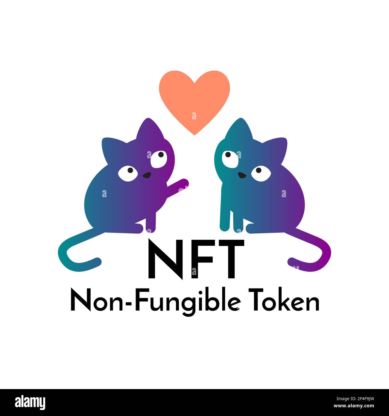 Cute cat and text non fungible token NFT. Isolated on white background ...