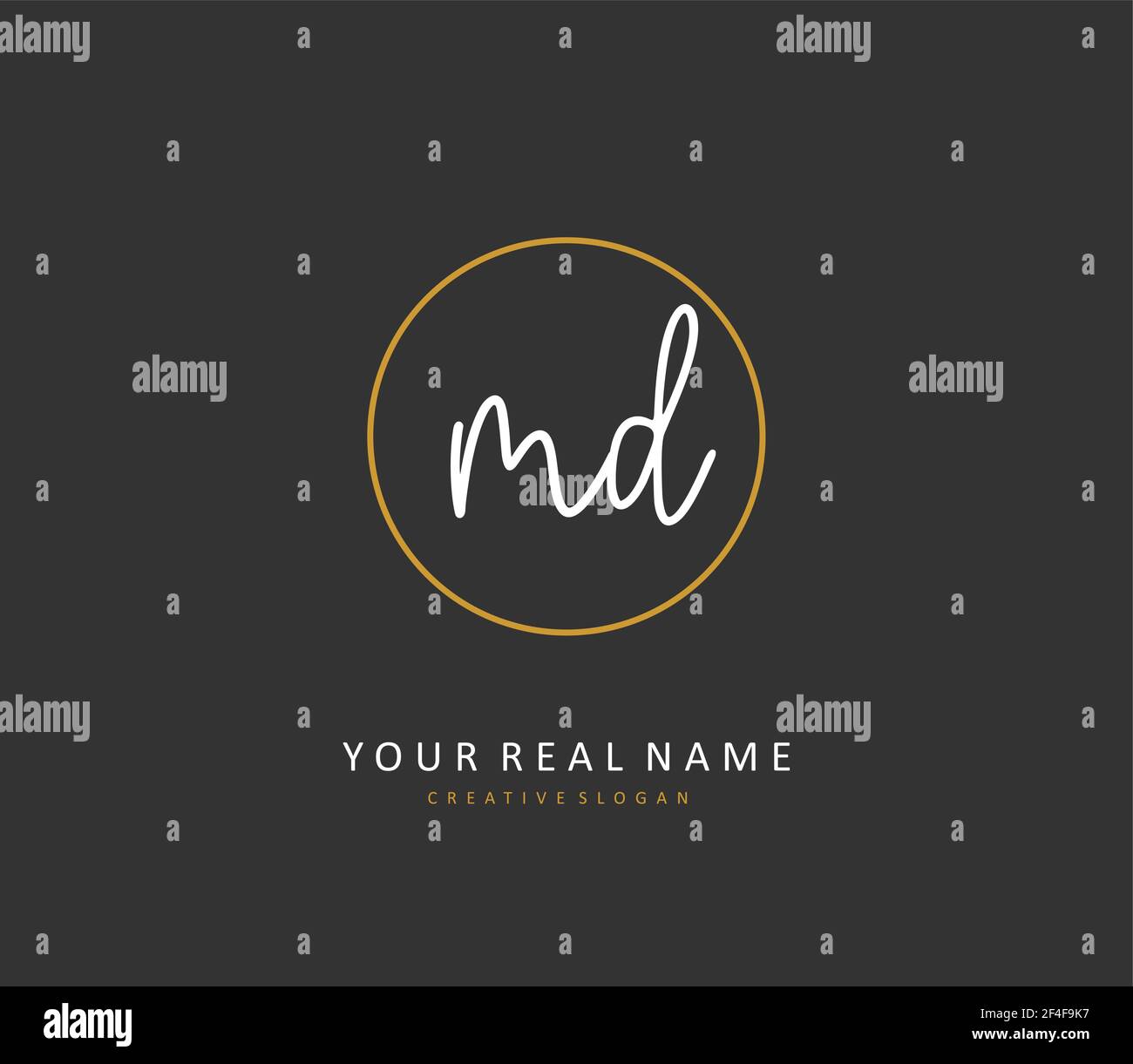 MD Initial letter handwriting and signature logo. A concept handwriting ...