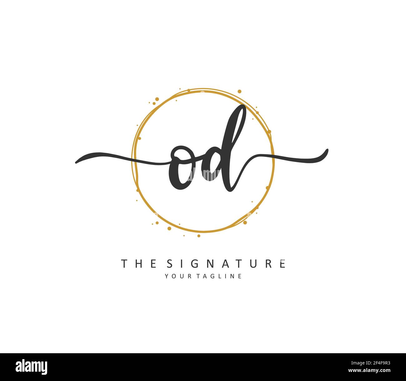 OD Initial letter handwriting and signature logo. A concept handwriting ...