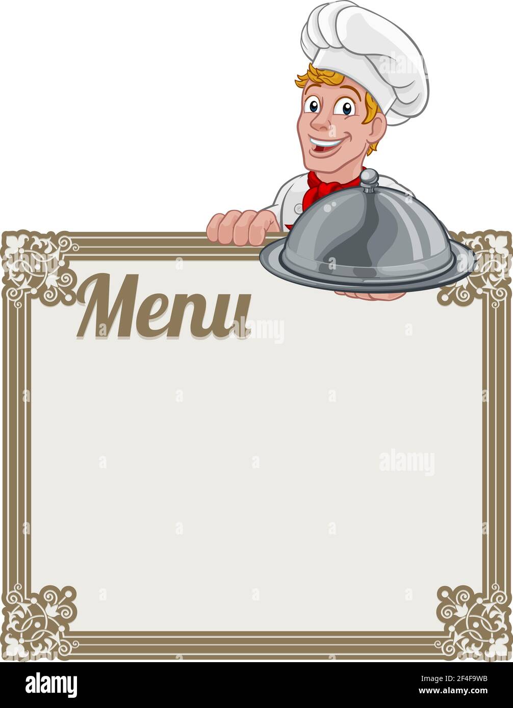 Chef Cook Baker Cartoon Man Menu Sign Background Stock Vector Image ...