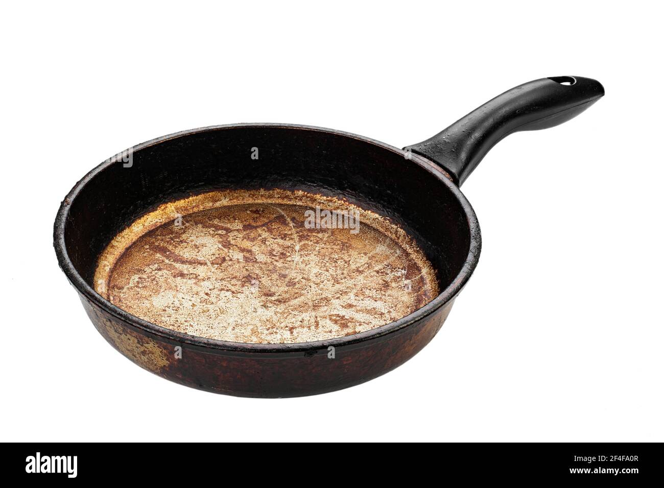 Dirty old frying pan on white background. File contains clipping path ...