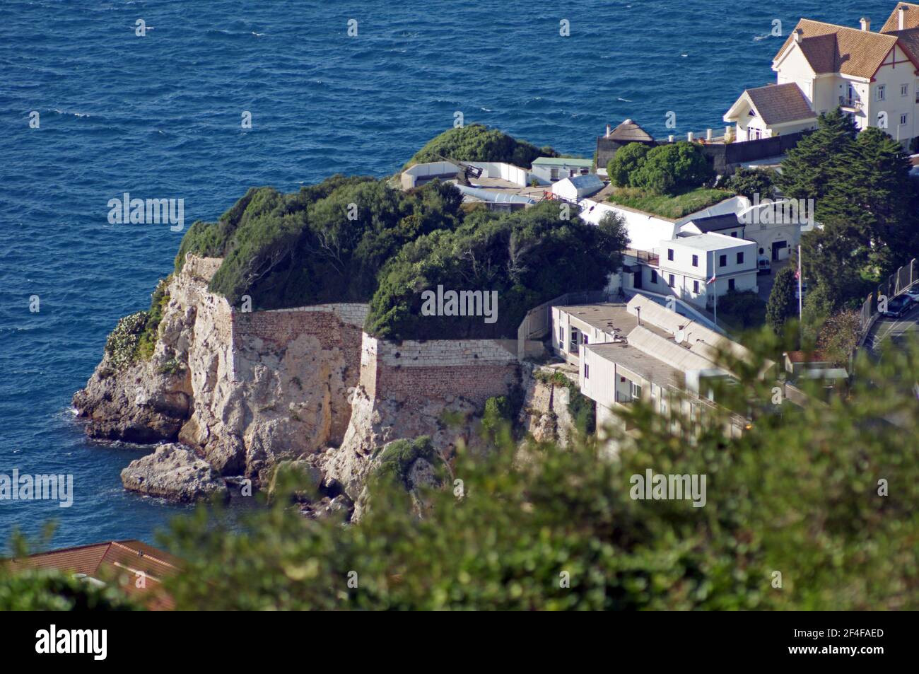 Gibraltar: old fortifications, taken from the Upper Rock Stock Photo ...