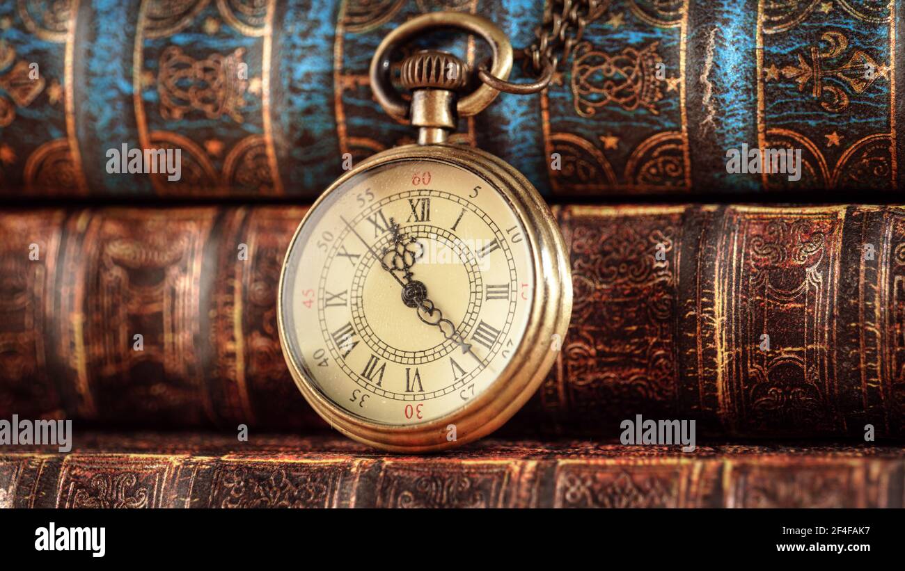 Vintage pocket watch. Vintage background Concept of time history Stock ...