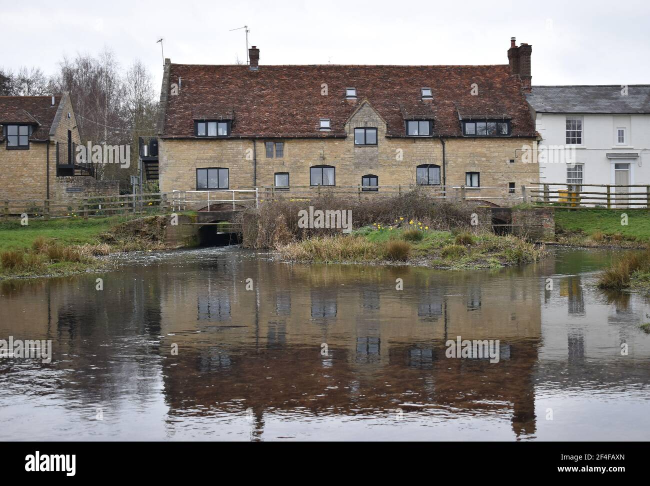 17th Century water mill at Passenham Stock Photo - Alamy