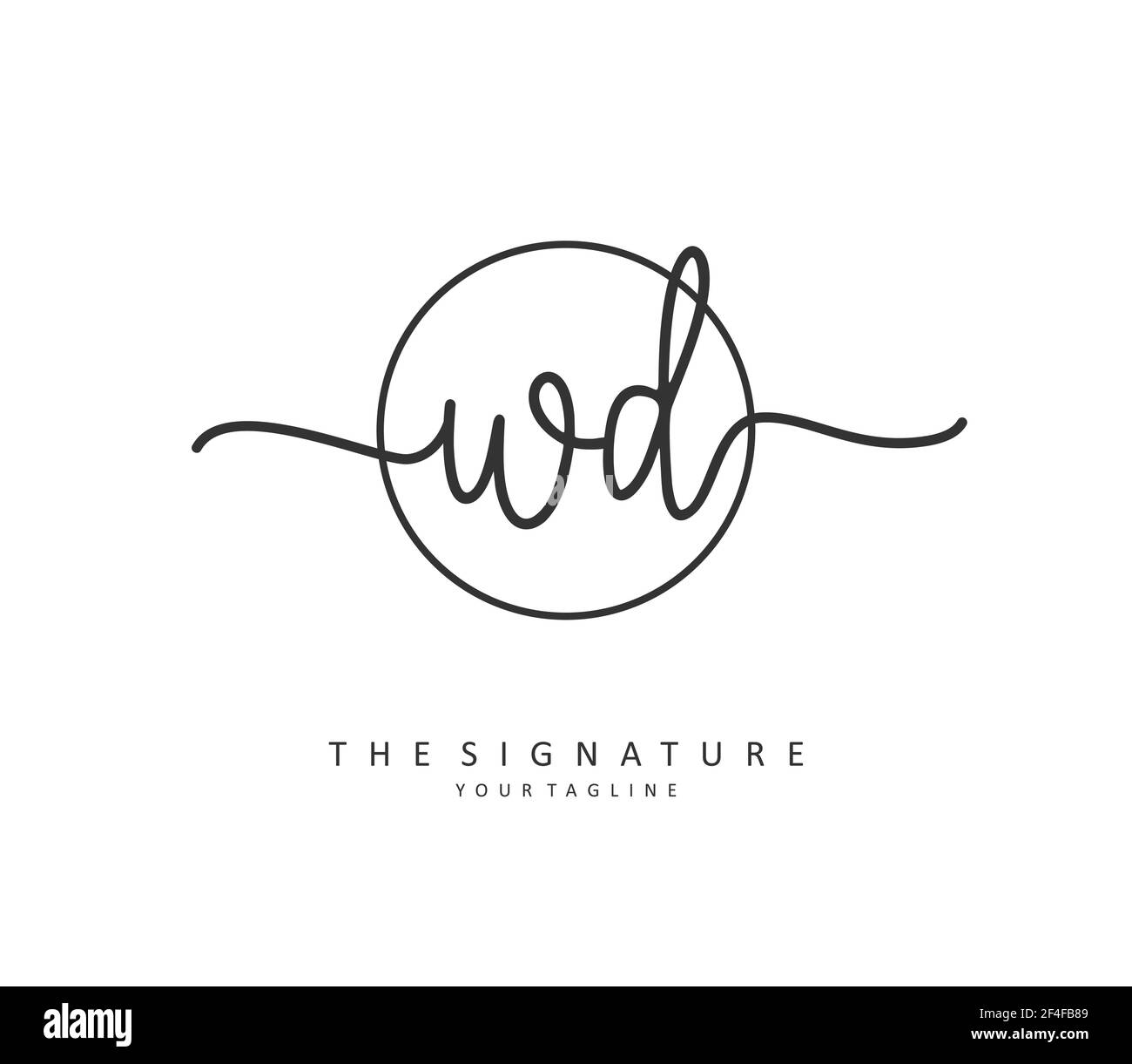 WD Initial letter handwriting and signature logo. A concept handwriting ...