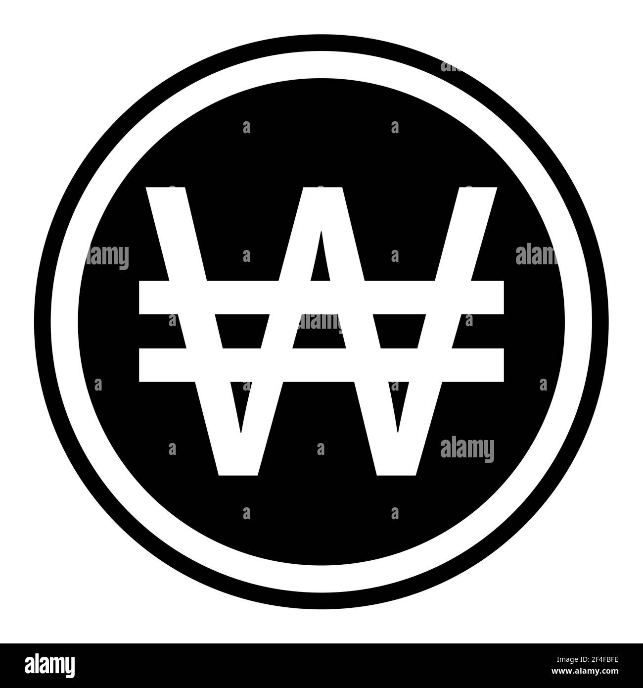 Korean Won Currency Icon, a round coin with letter w Korean Won Money ...