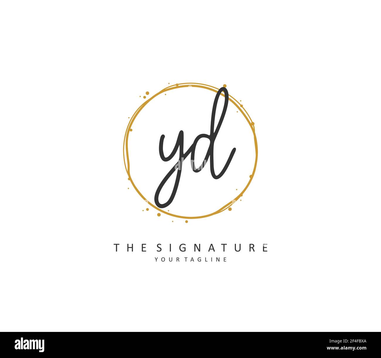 YD Initial letter handwriting and signature logo. A concept handwriting initial logo with ...