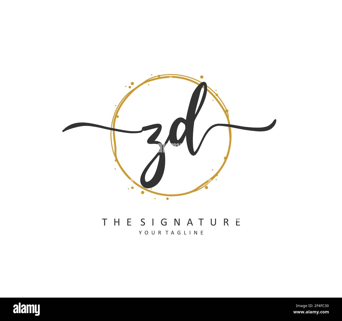 ZD Initial letter handwriting and signature logo. A concept handwriting ...