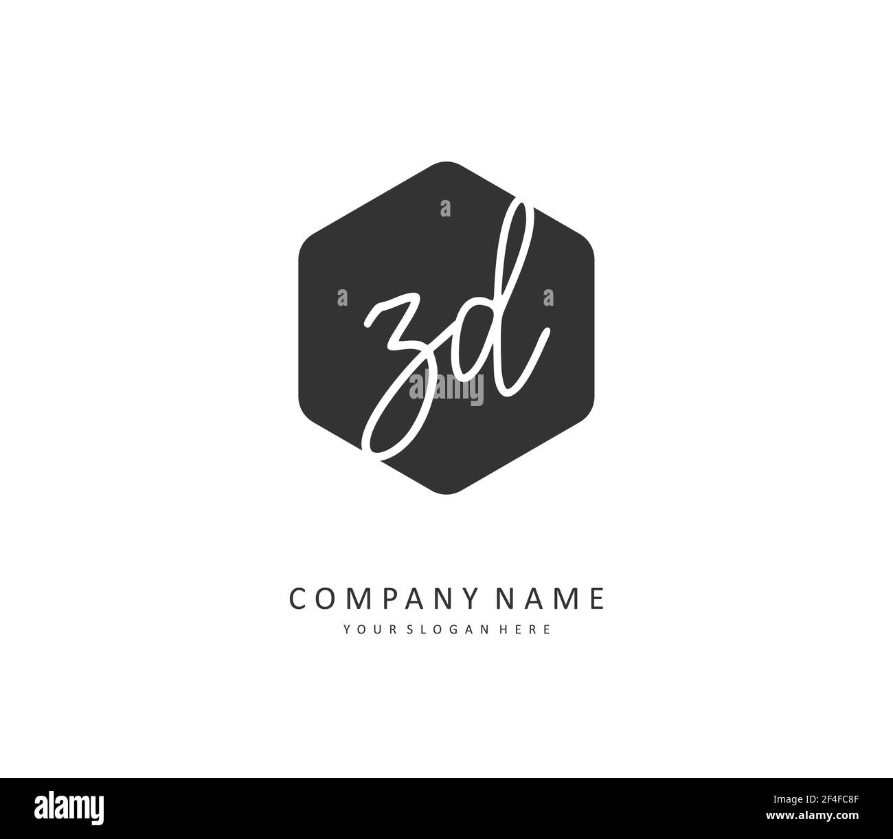ZD Initial letter handwriting and signature logo. A concept handwriting ...