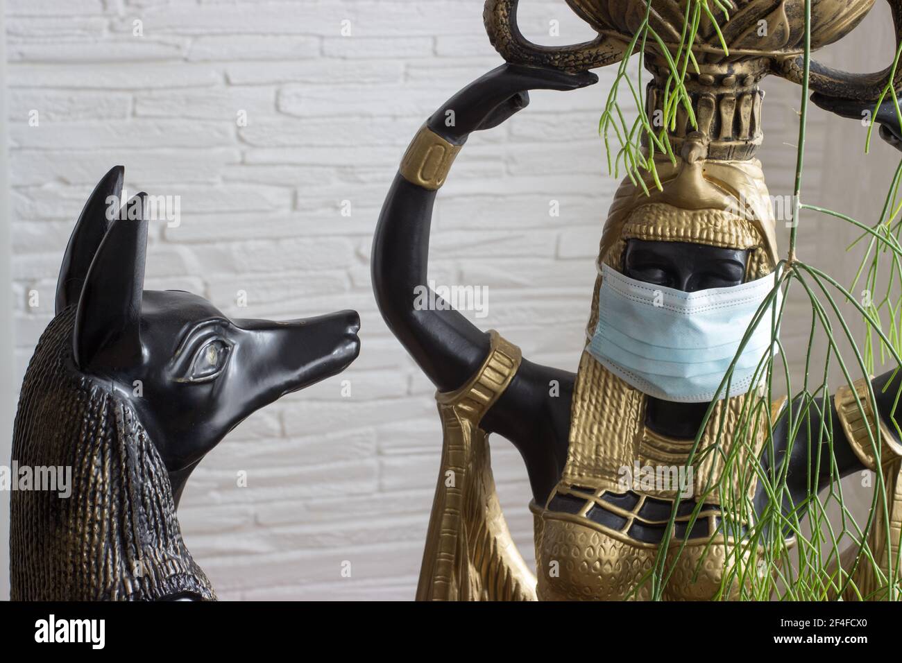 Still life of statues of mythology jackal anubis inpu anup and ...