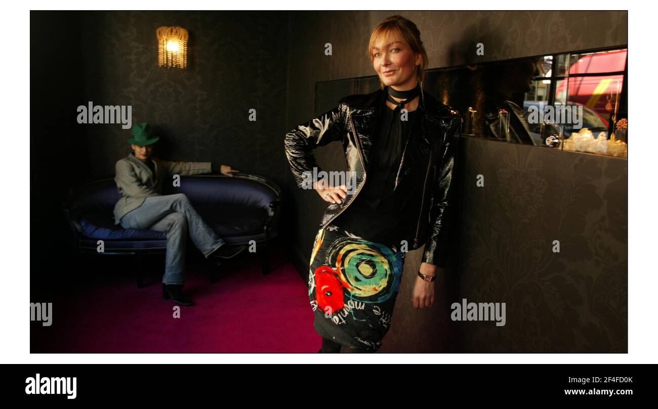 Fiona Knapp in her shop in west London...pic David Sandison 19/2/2004 ...