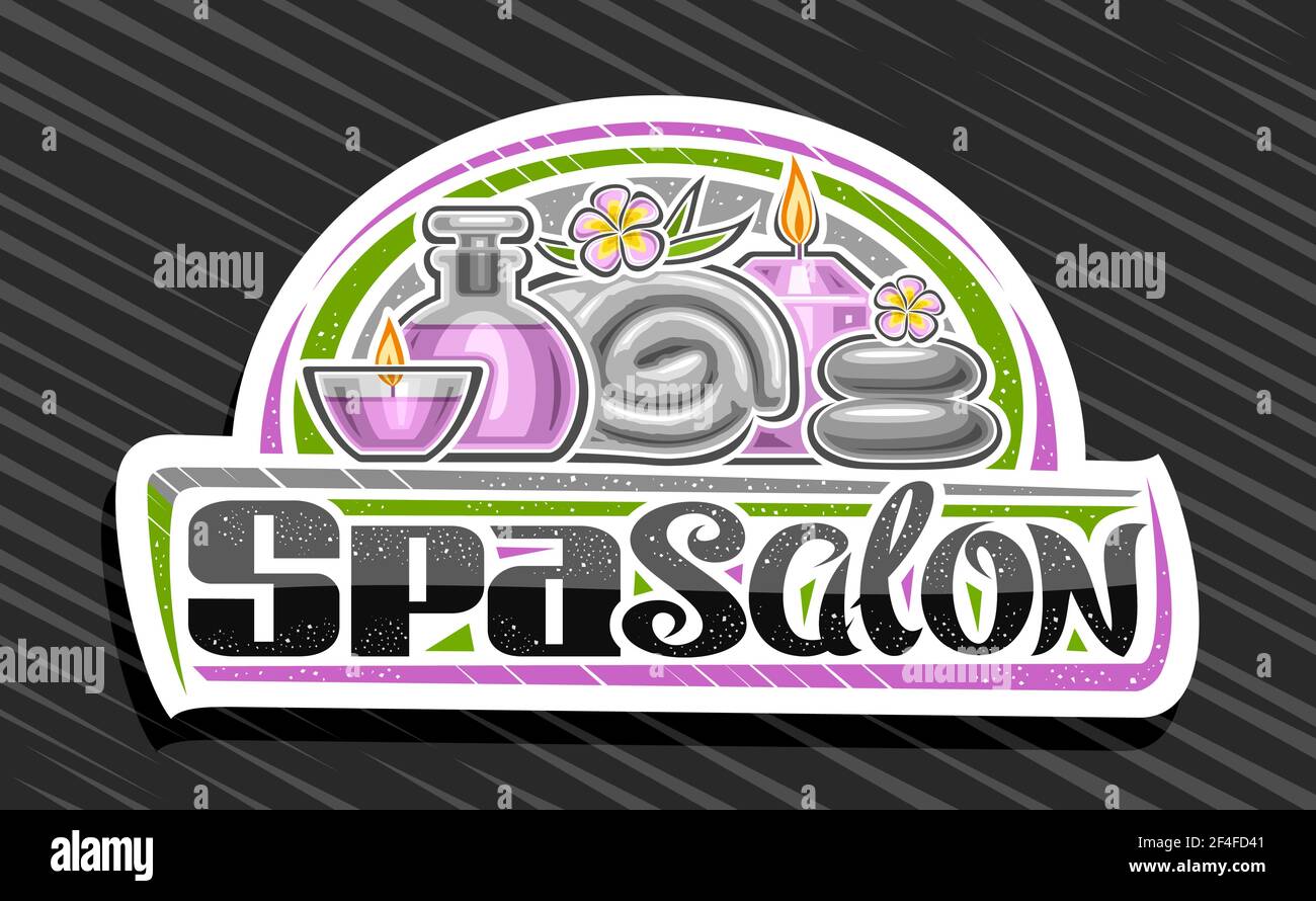 Vector logo for Spa Salon, decorative sign board with illustration of ...