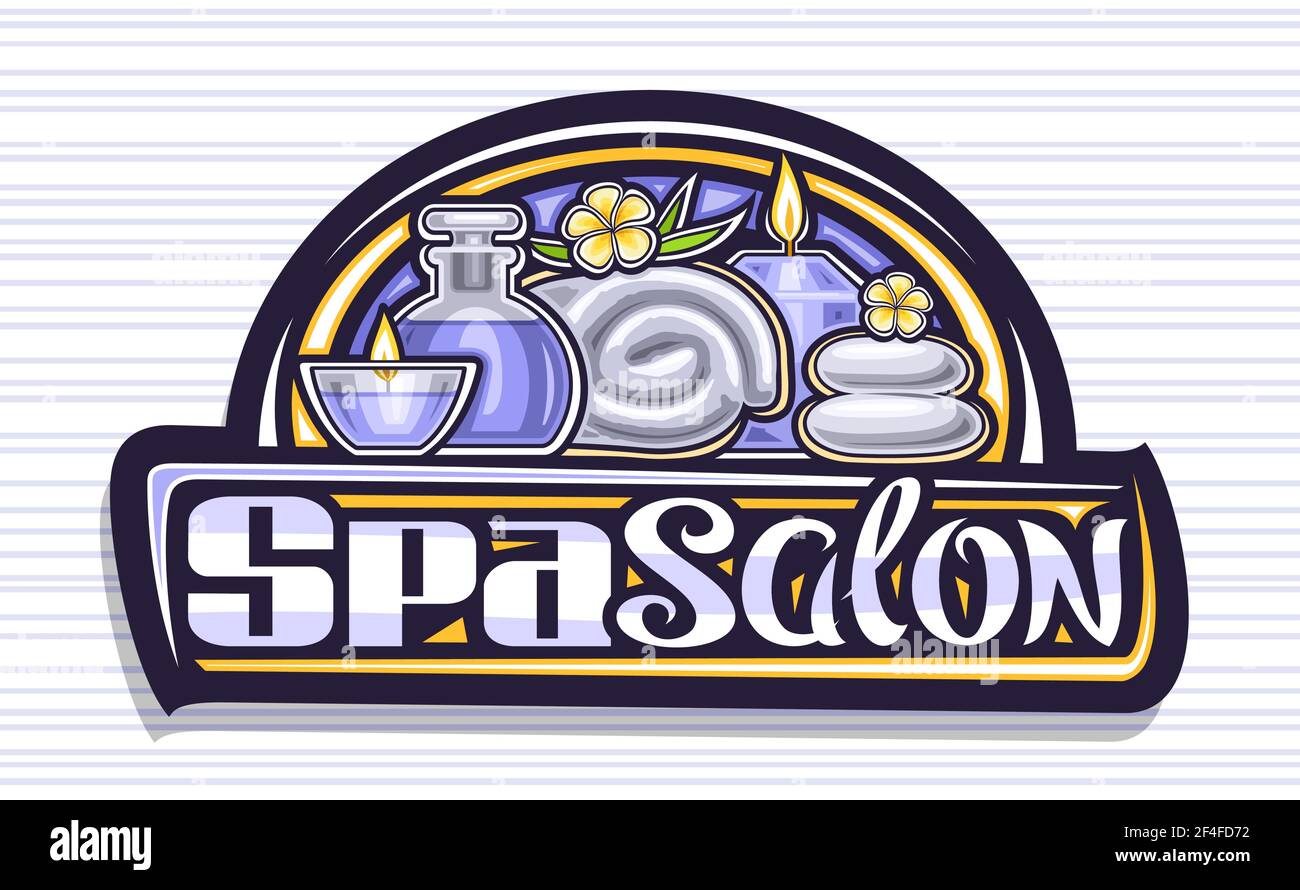 Vector logo for Spa Salon, decorative sign board with illustration of ...