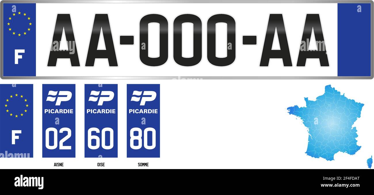 Picardie, France, french regional license plate template, detail of the ...