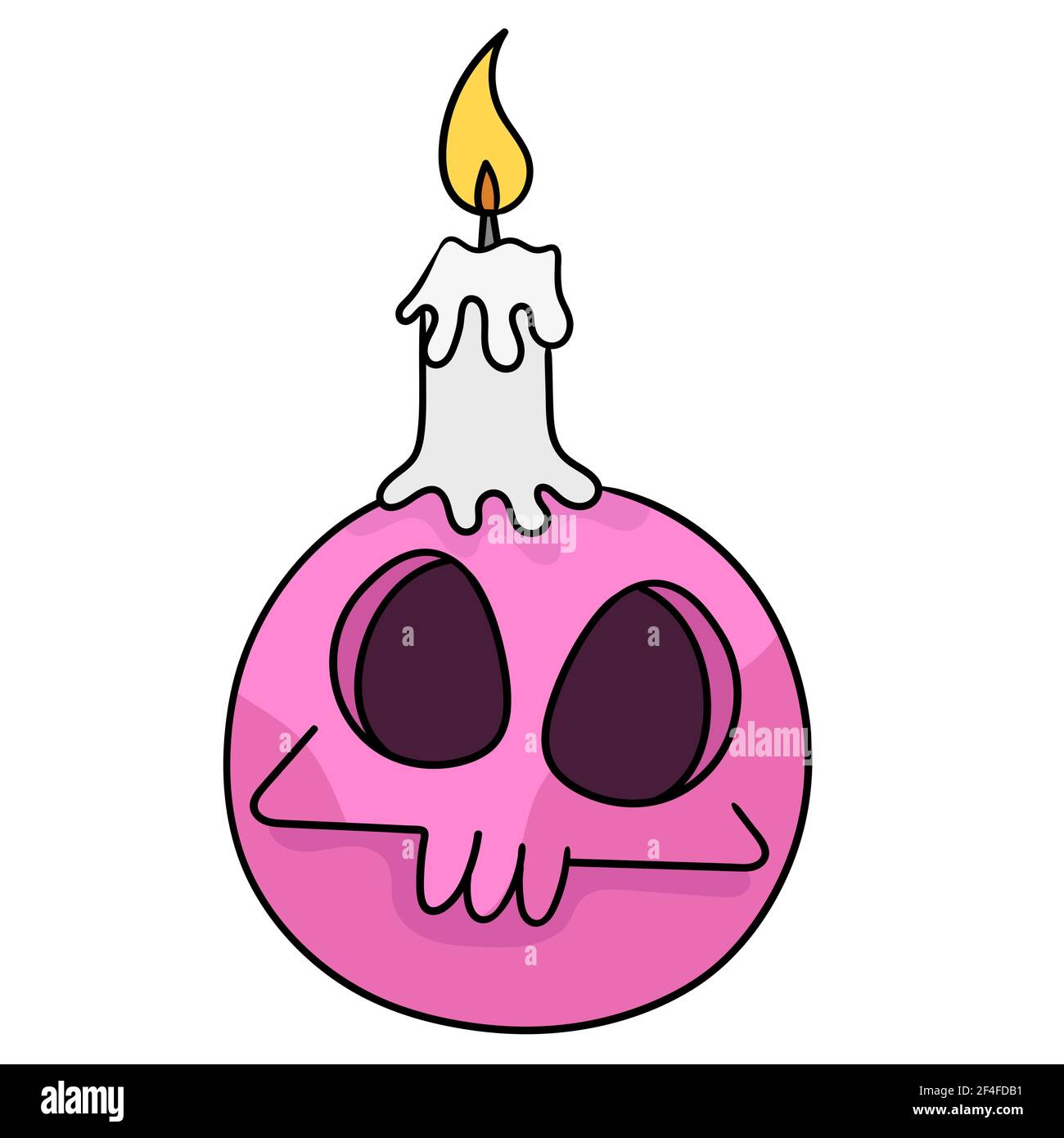 halloween smile emoticon ball with candle light doodle icon image Stock ...