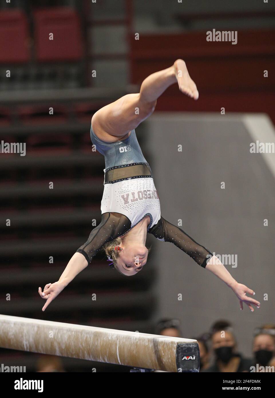 Minnesota's Lexi Ramler dismounts the balance beam during the 2021 Big ...