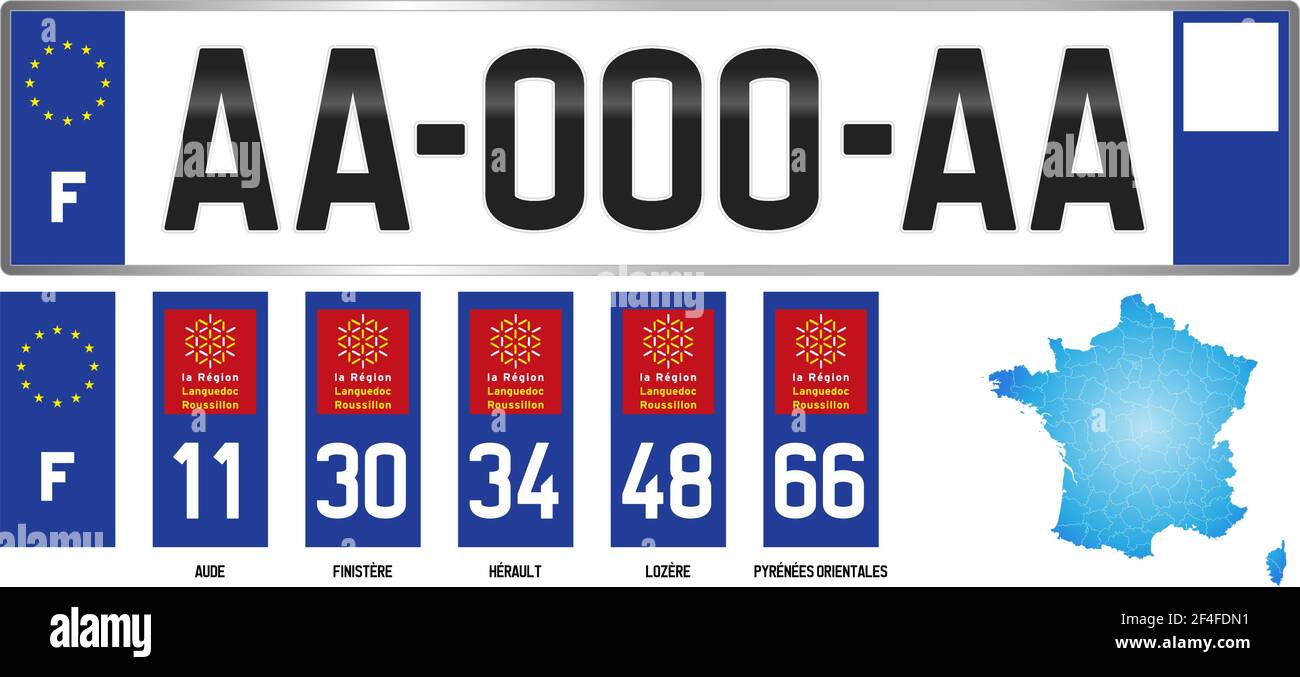 Languedoc Roussillon, France, french regional license plate template ...