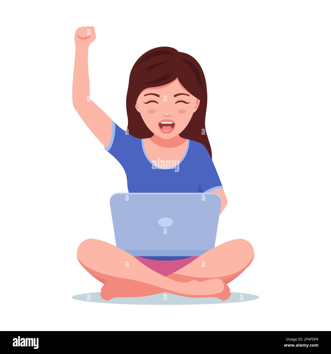 Girl in victory pose Stock Vector Images - Alamy