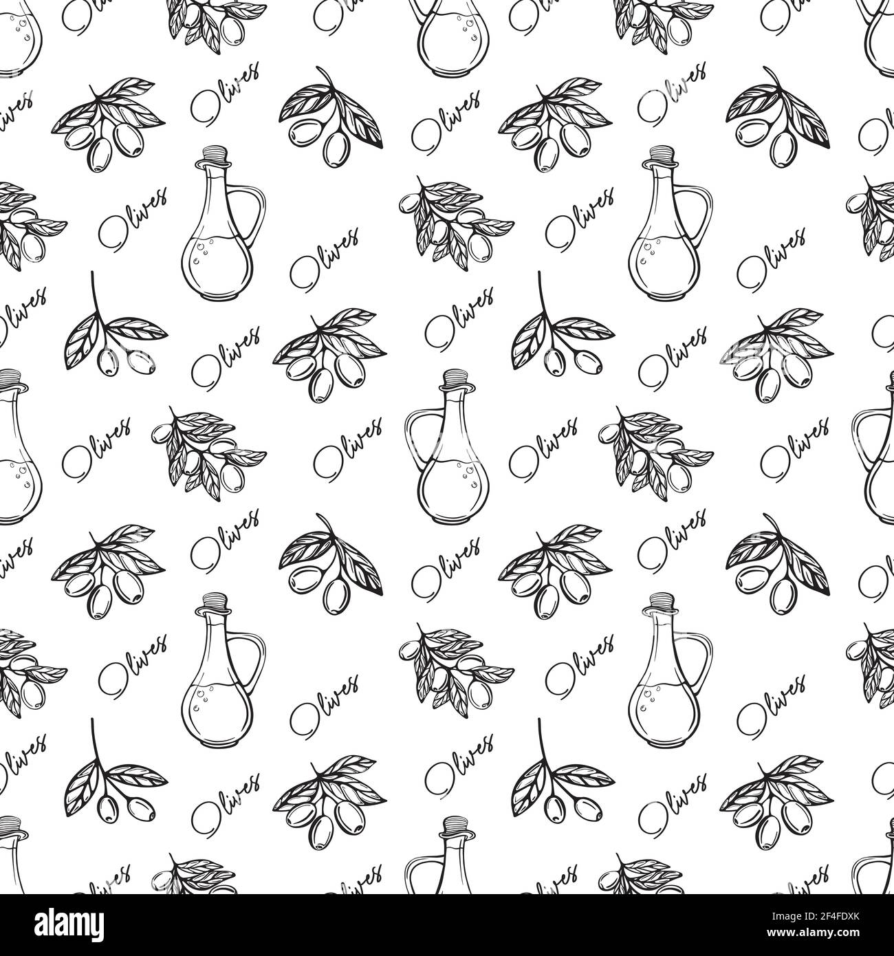 Olive oil seamless pattern. Olive branch pattern. Hand-drawn vector ...
