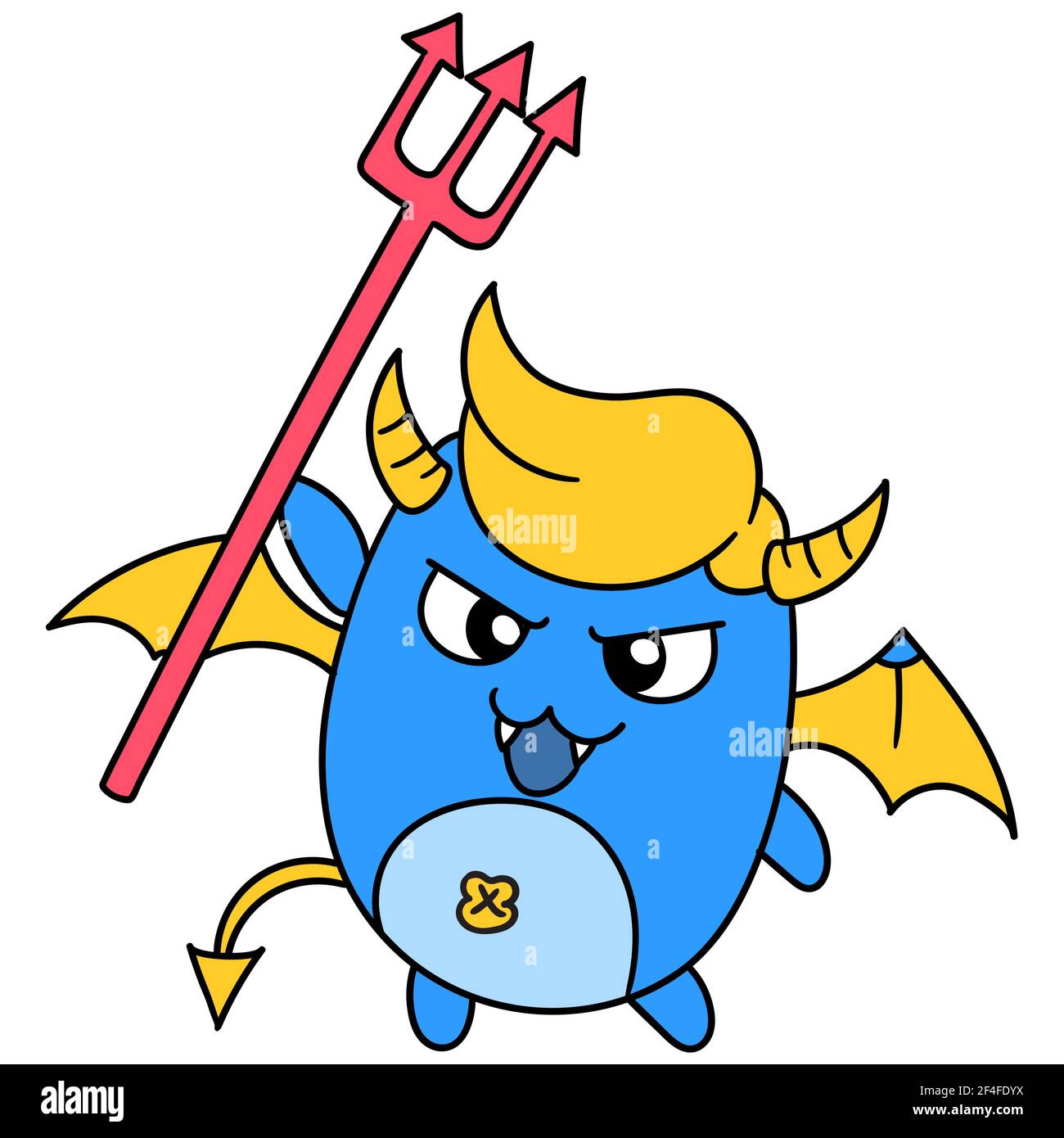 devil emoji sticker with evil face and stick Stock Vector Image & Art ...