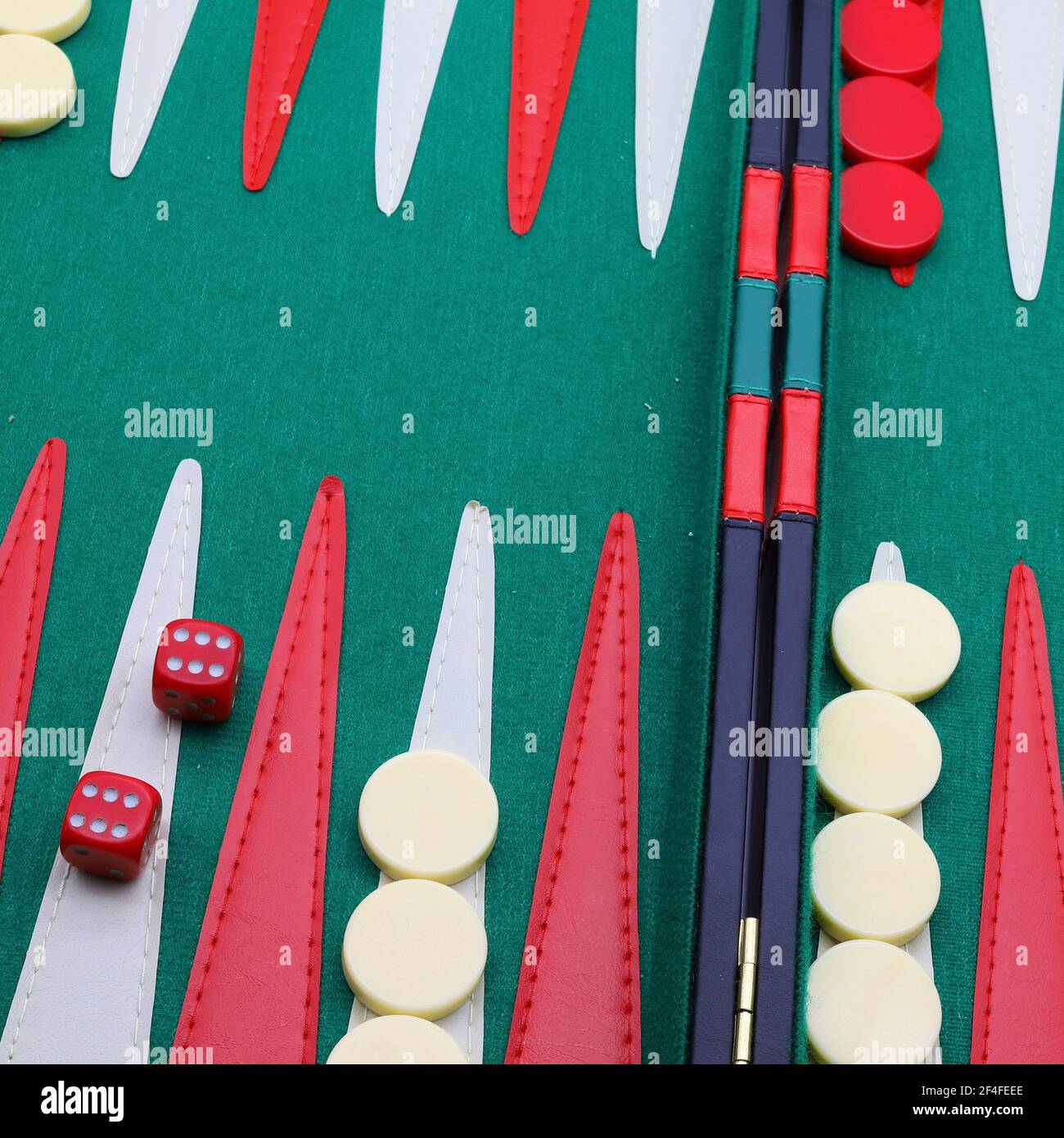 Traditional backgammon set with red and cream pieces Stock Photo - Alamy