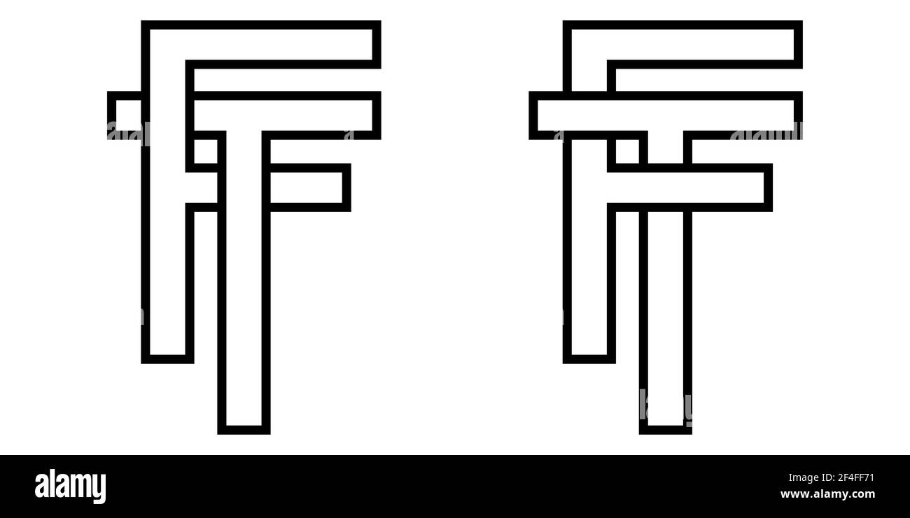 Logo sign ft and tf icon sign interlaced letters t, F vector logo tf ...