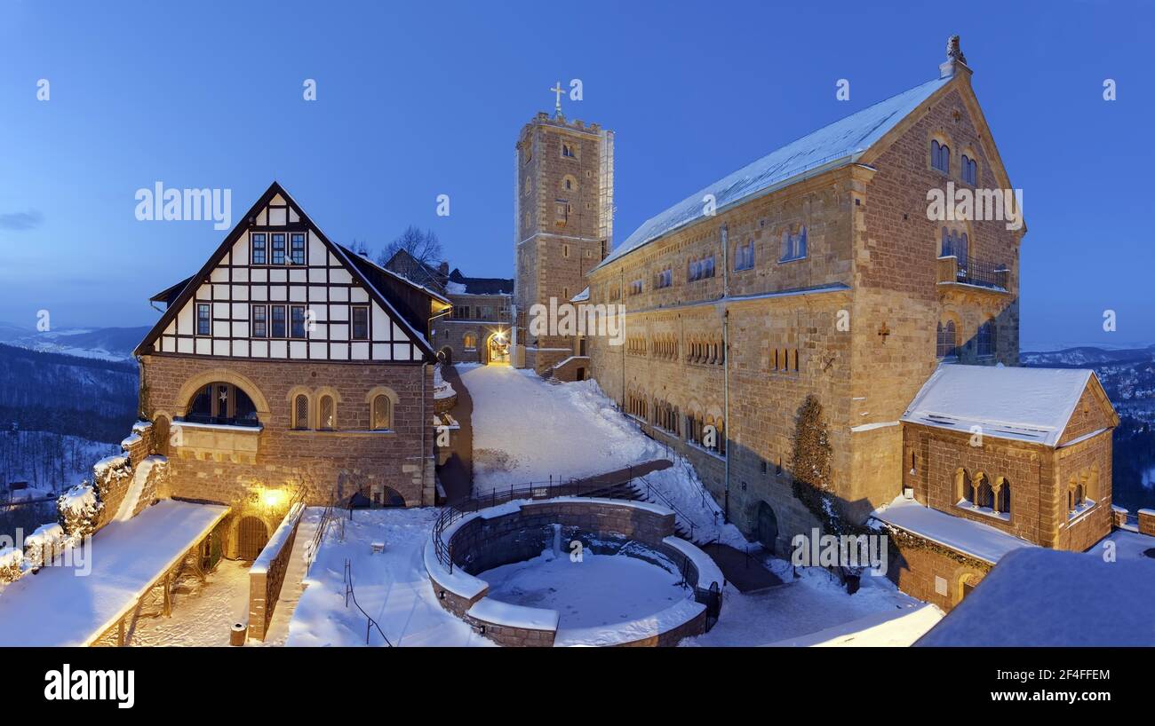 Wartburg, in winter, illuminated, Thuringia, Germany Stock Photo - Alamy