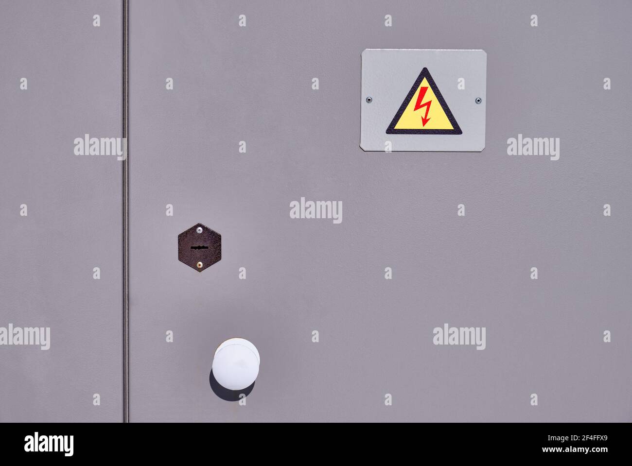 Transformer substation entrance door with hazardous electrical voltage ...