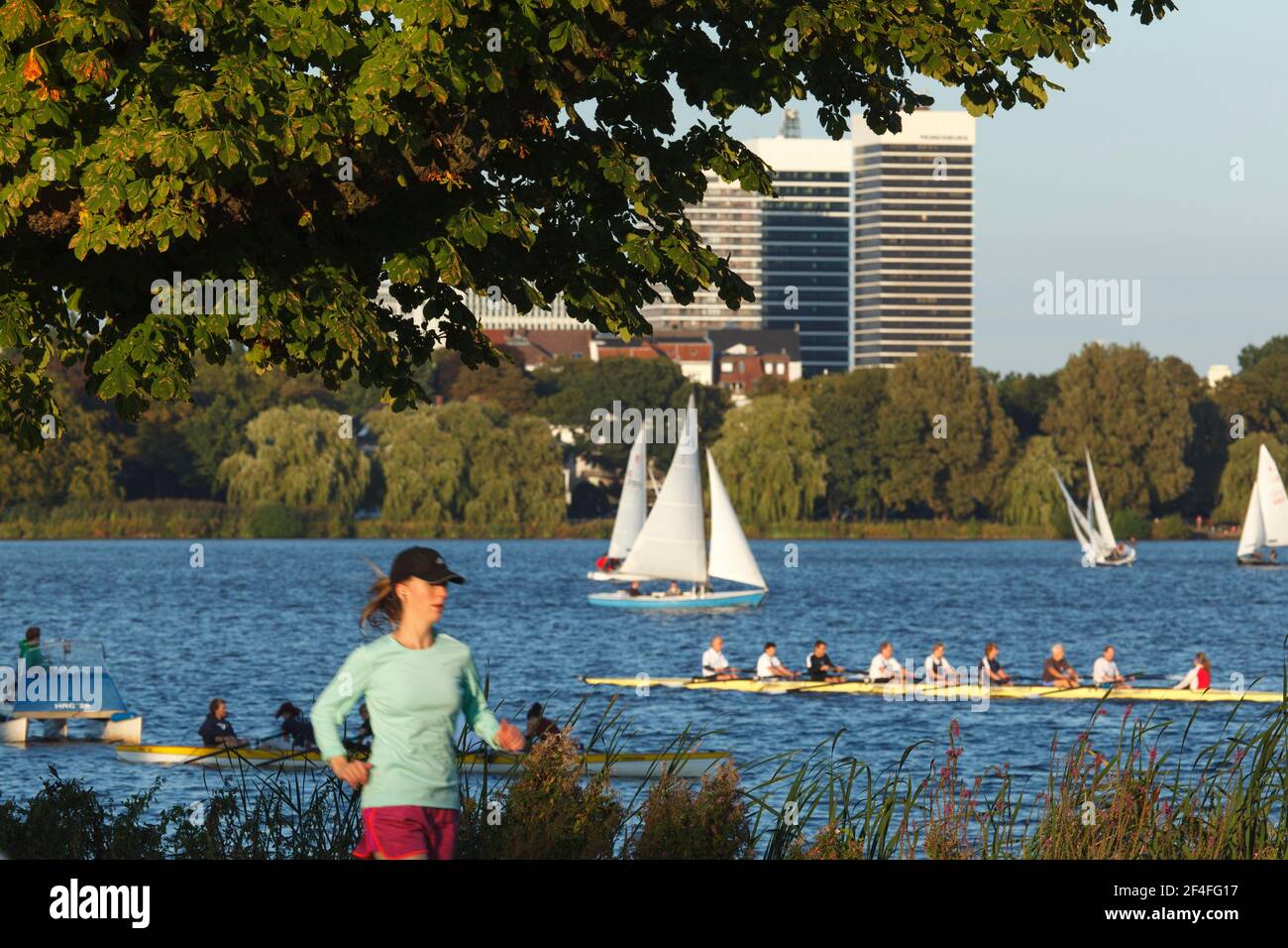 A jogger at Lake Alster in Hamburg, Germany Stock Photo - Alamy