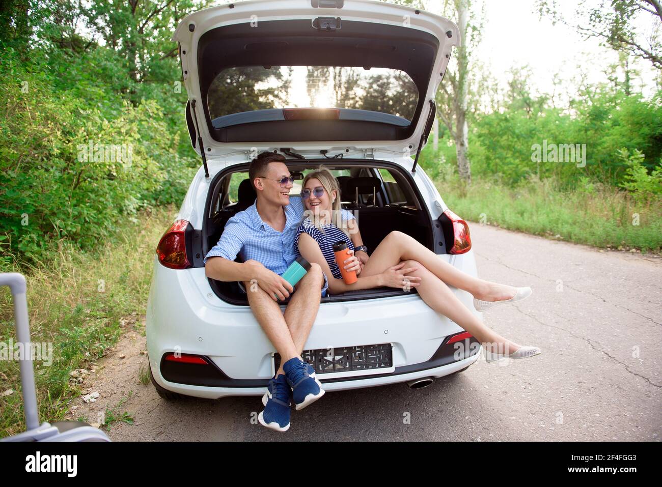 Best friends travel together and making fun. Summer adventure Stock ...