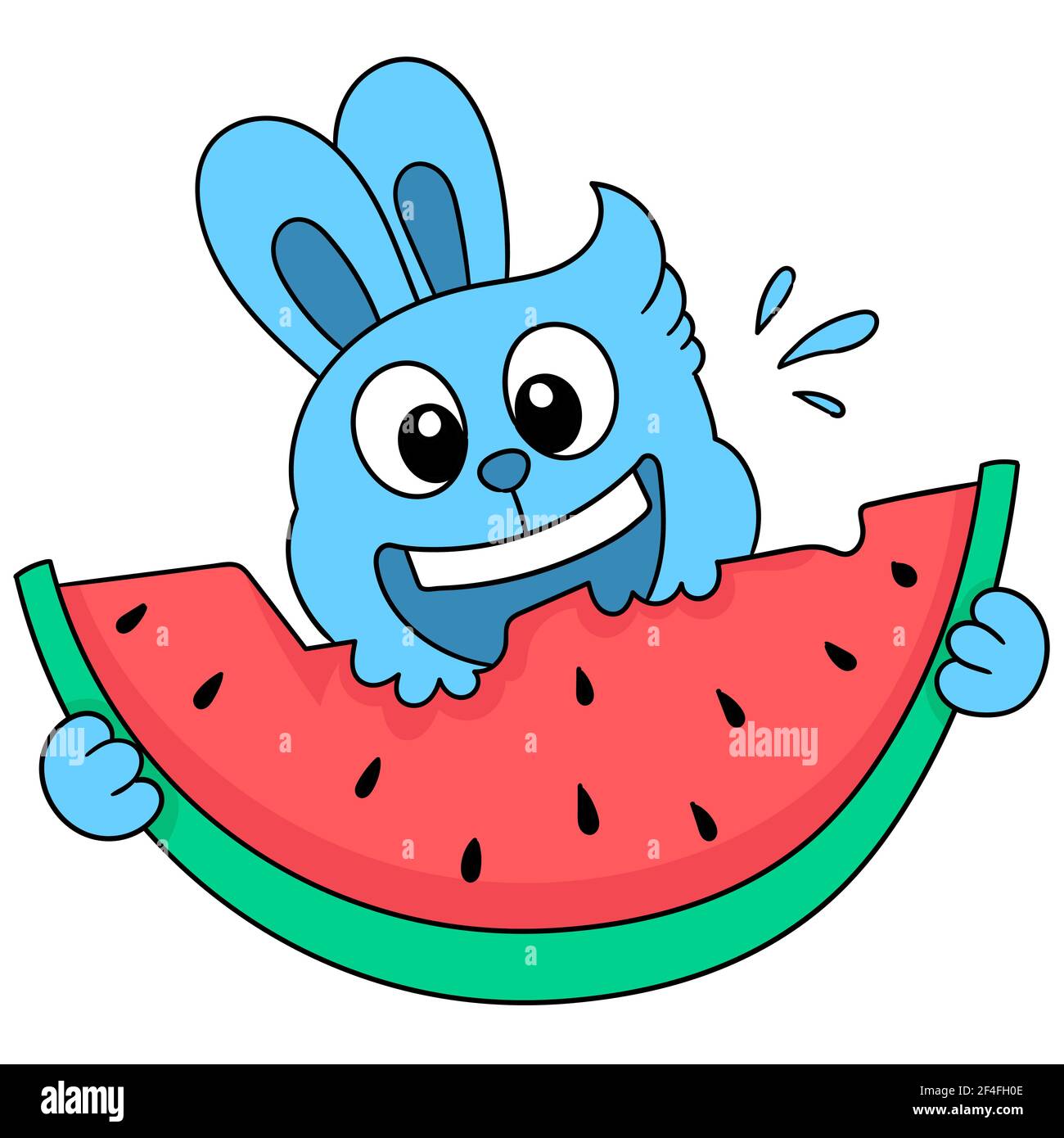 cute rabbit is eating watermelon Stock Vector Image & Art - Alamy