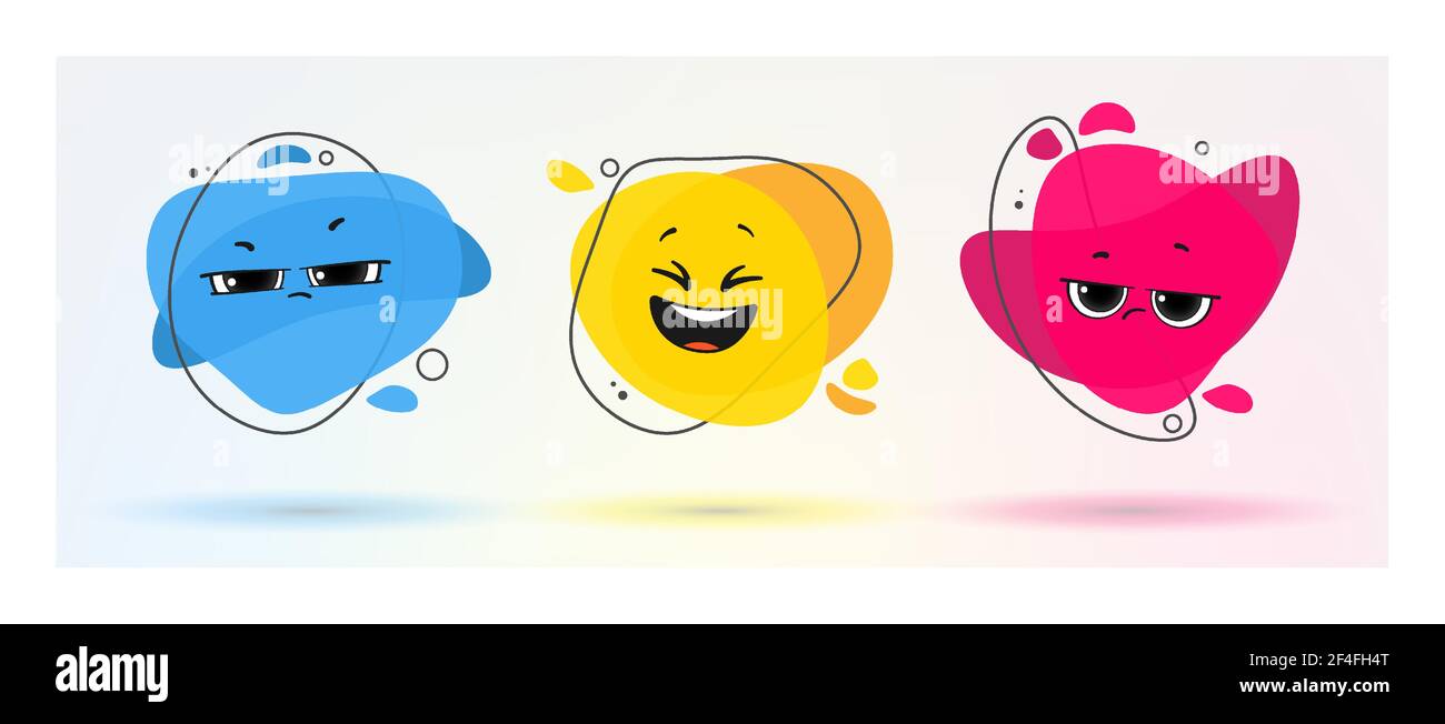 Cartoon set of slime monsters on white vector background illustration ...