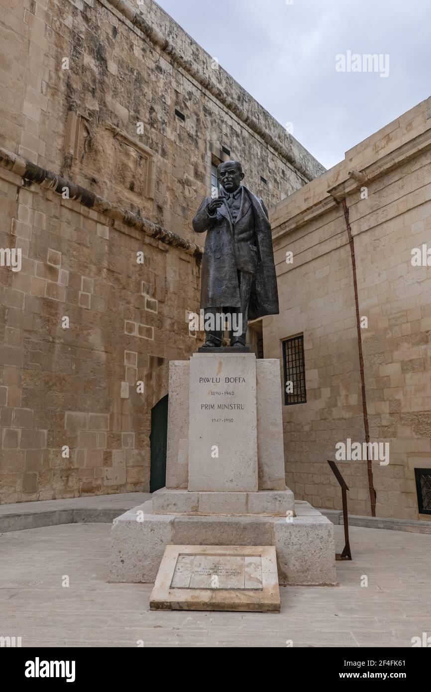 Statue of Paul (Pawlu) Boffa, monument to Maltese prime minister (1947 ...