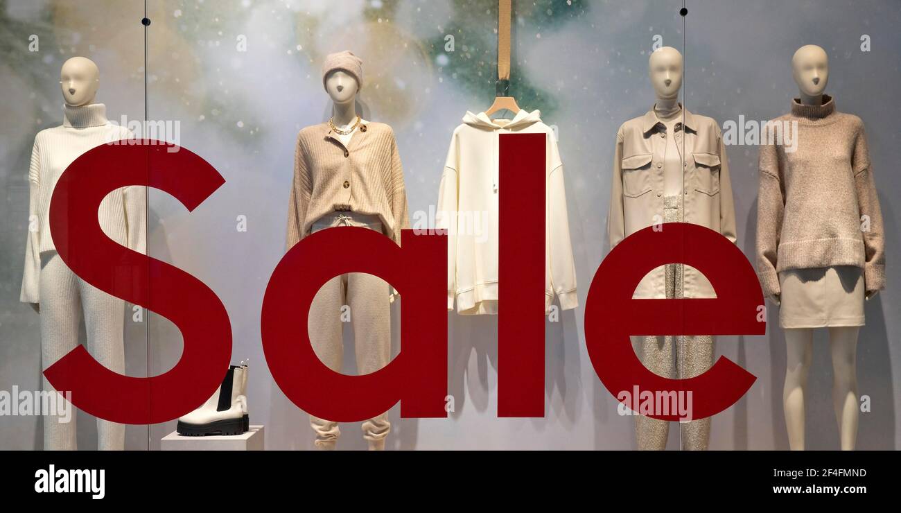 Shop window of a clothing store with the inscription Sale, CentrO ...