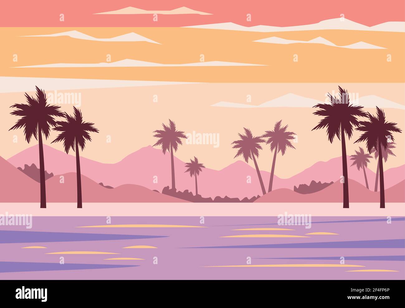 Landscape panorama scenic beach scene Stock Vector Images - Alamy