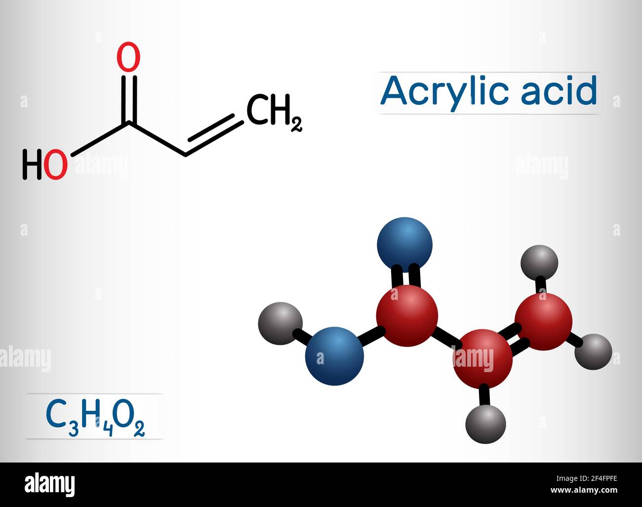 Acrylic acid, propenoic acid molecule. It is unsaturated monocarboxylic ...