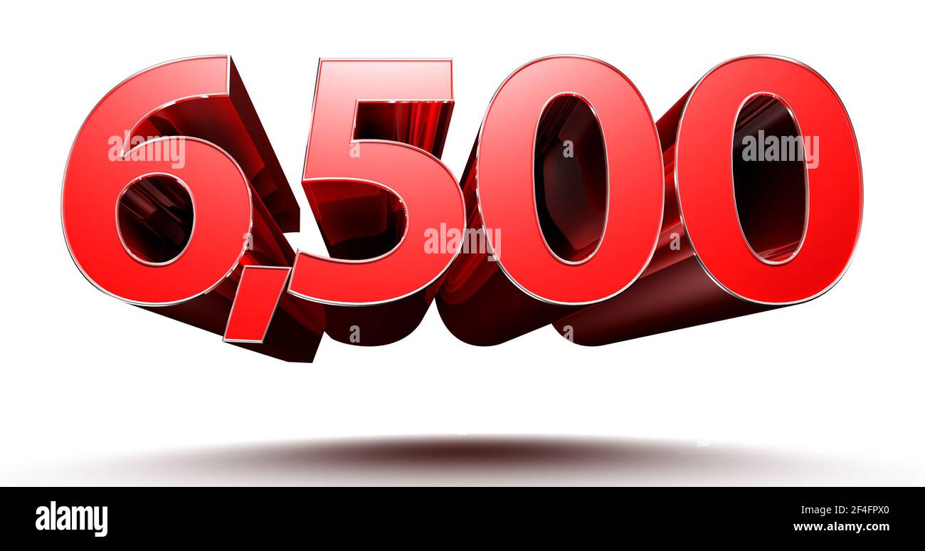 3D illustration number 6500 on white background with clipping path ...