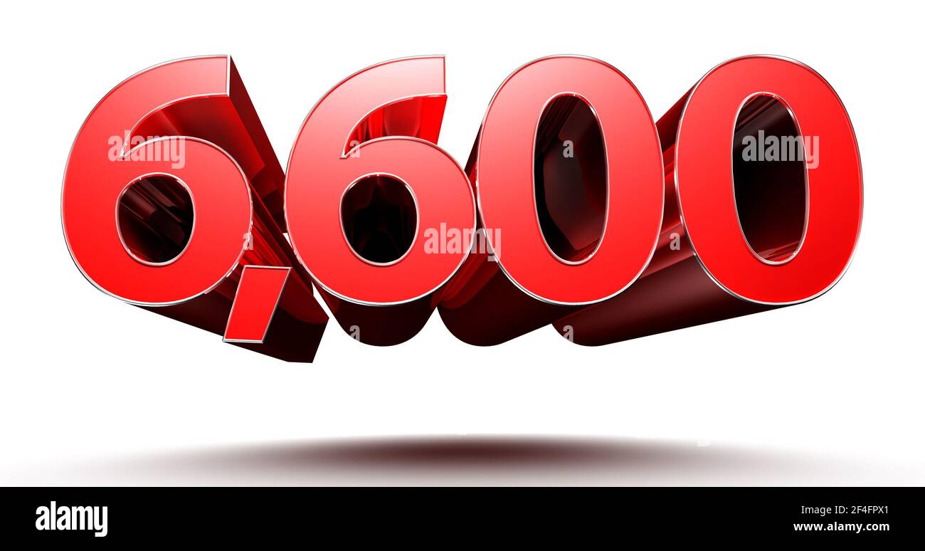 3D illustration number 6600 on white background with clipping path ...