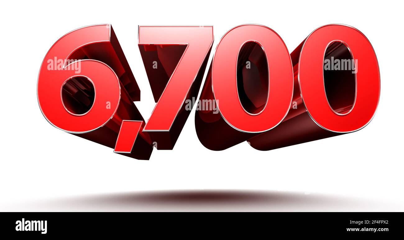 3D illustration number 6700 on white background with clipping path ...