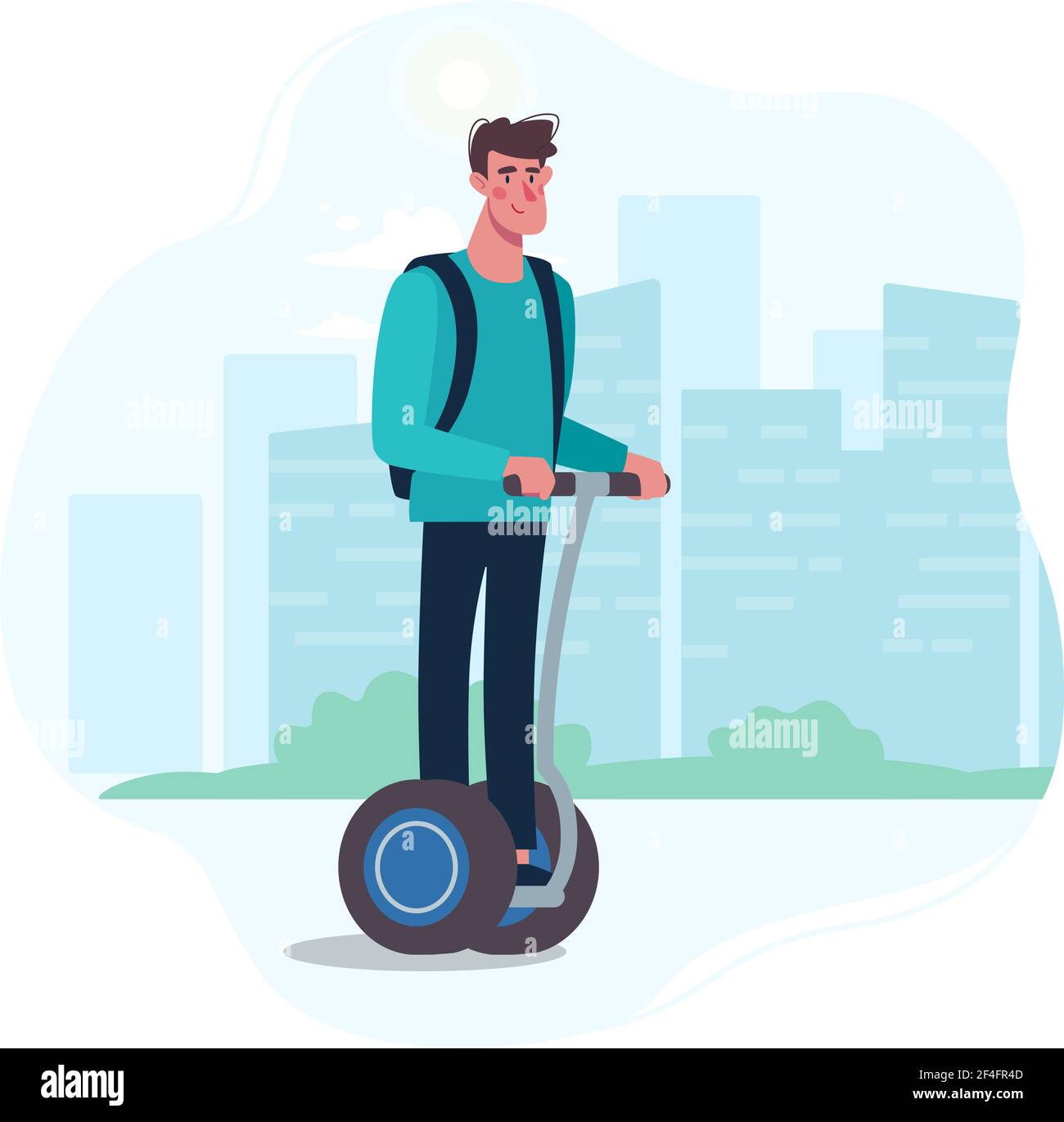 The guy rides on a modern gyro board. Eco-friendly alternative ...