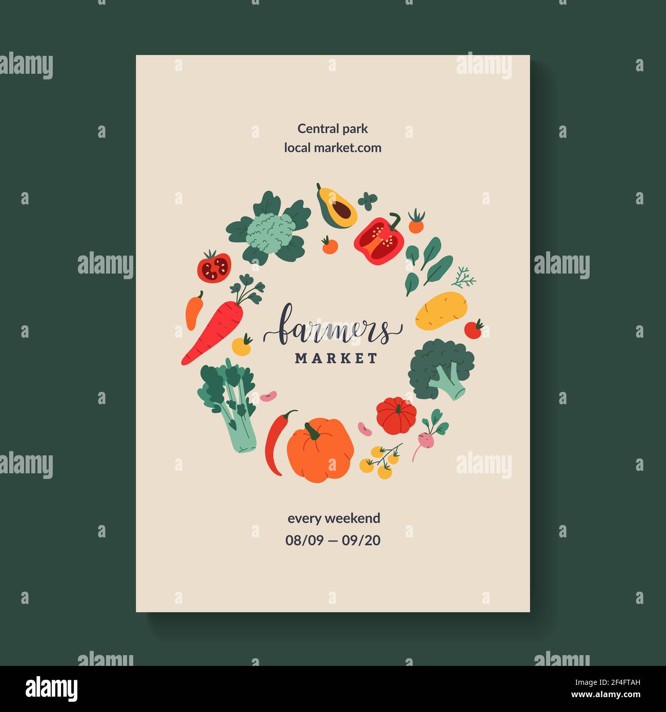Farmers market frame poster template, vector banner with copy space ...