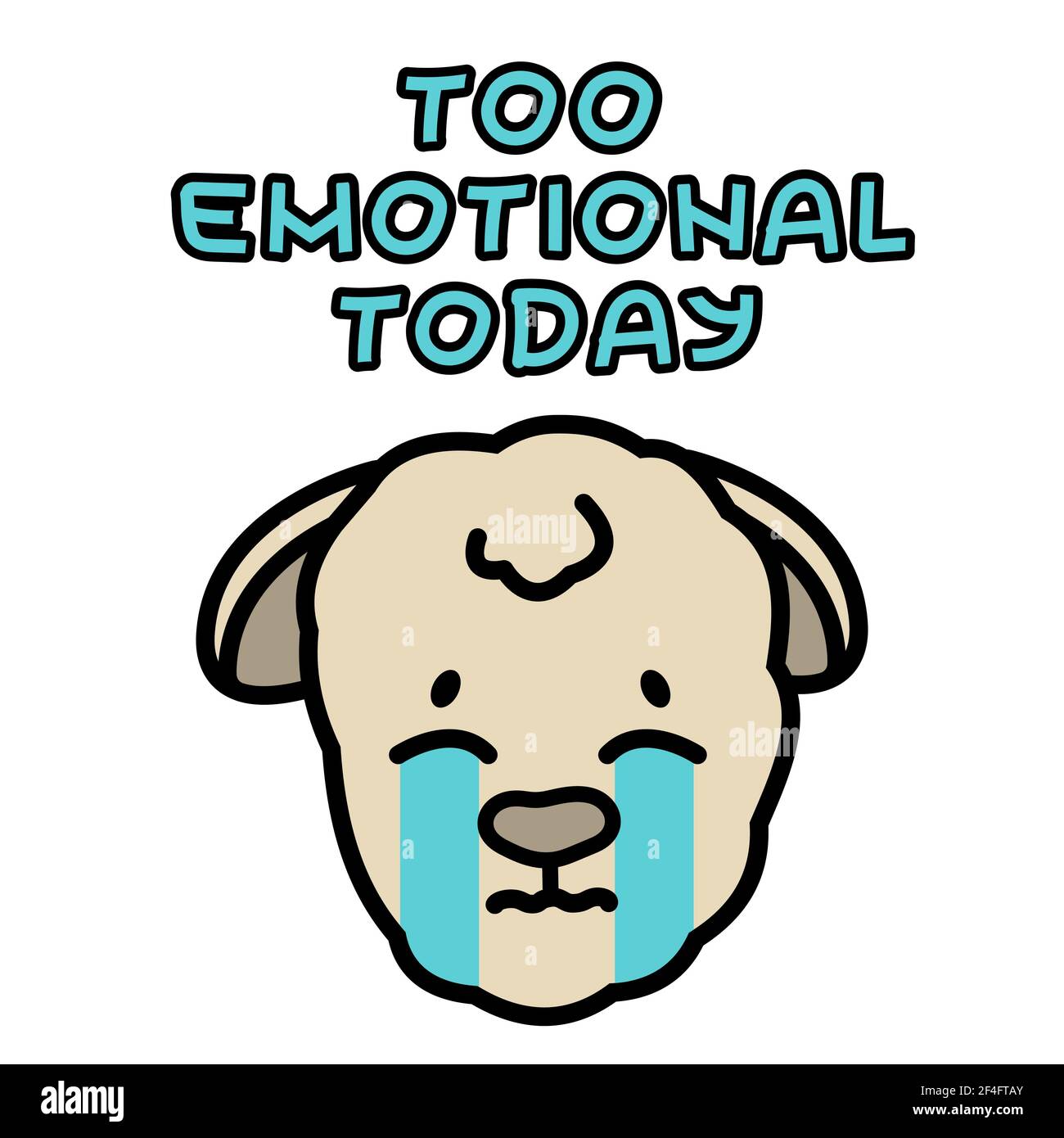 Vector isolated beige muzzle sheep has crying emotion, is upset ...