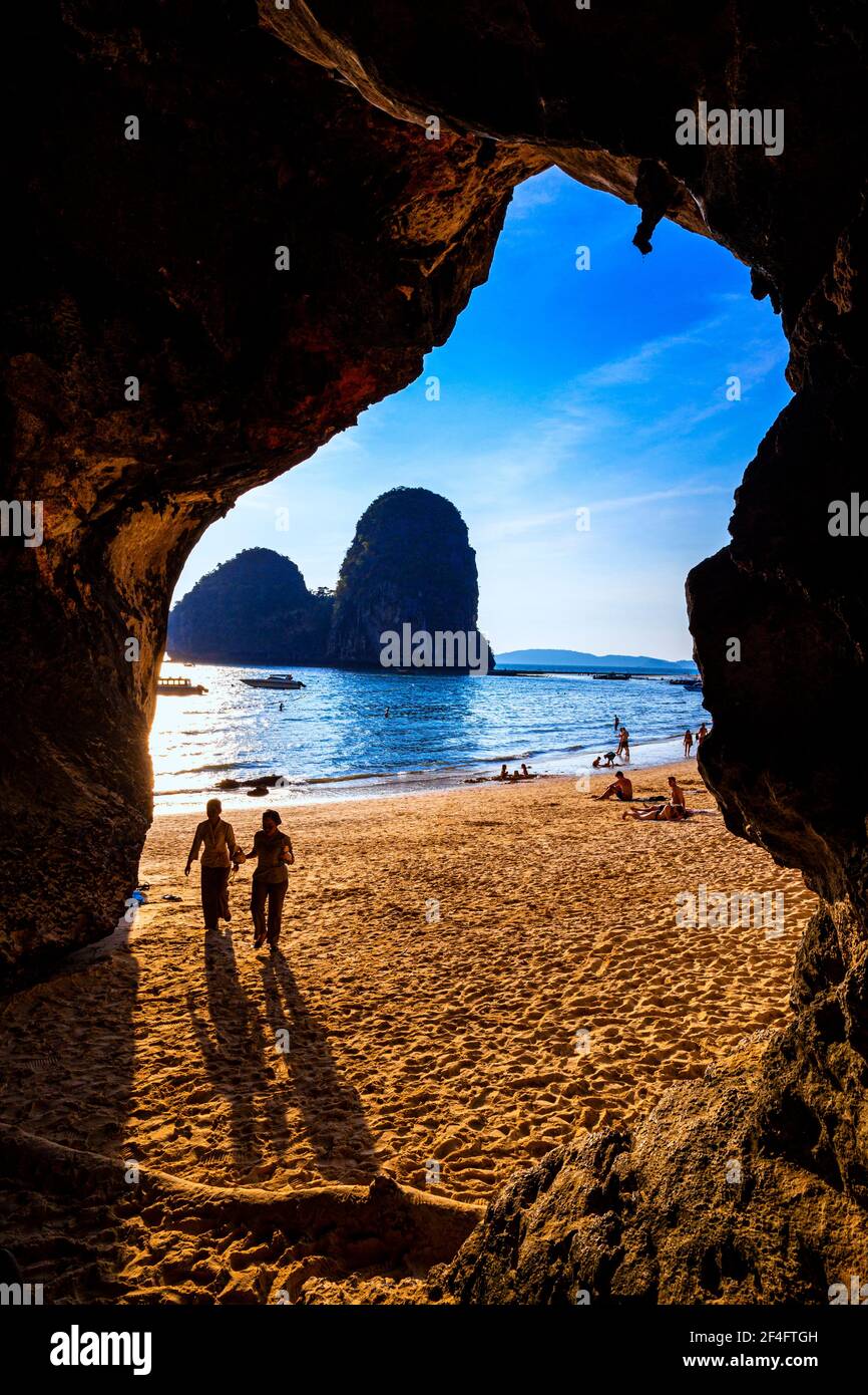 KRABI,THAILAND - February 20, 2020 : Phra nang cave beach. The beach is ...