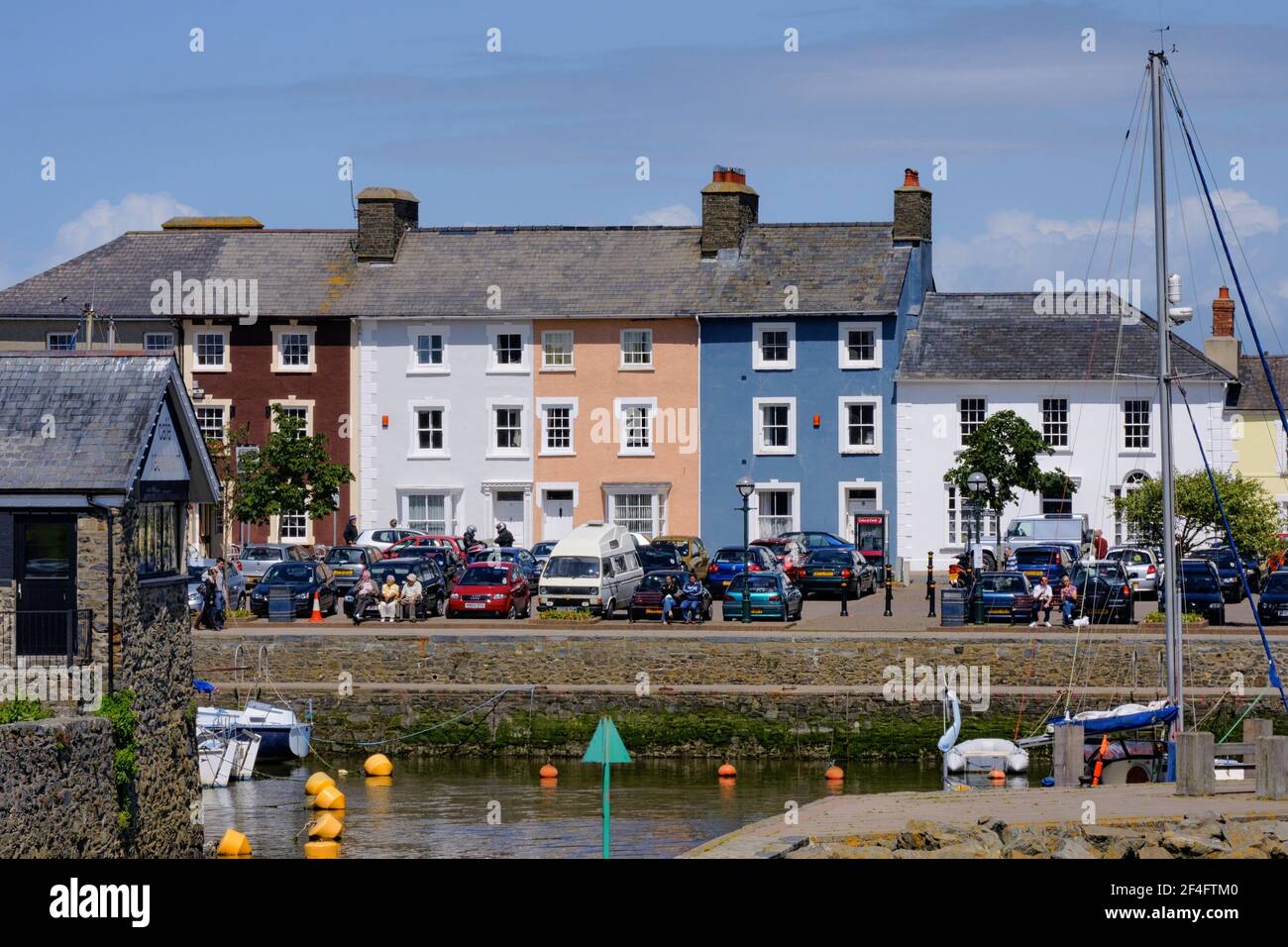 The harbour area in the Welsh coastal village of Aberaeron Ceredigion ...