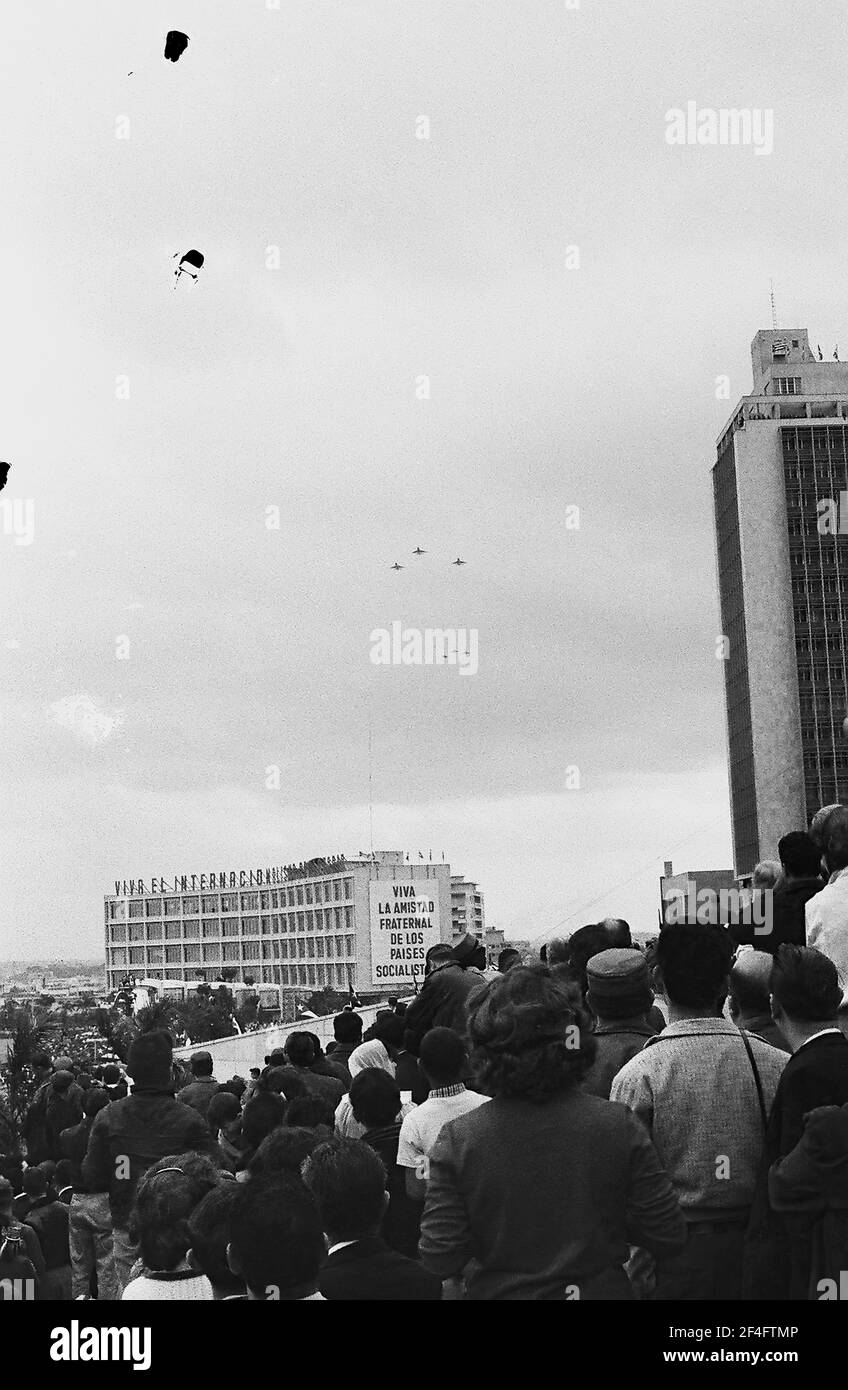 Planes flying in formation, military parade, Havana, Havana (Cuba ...