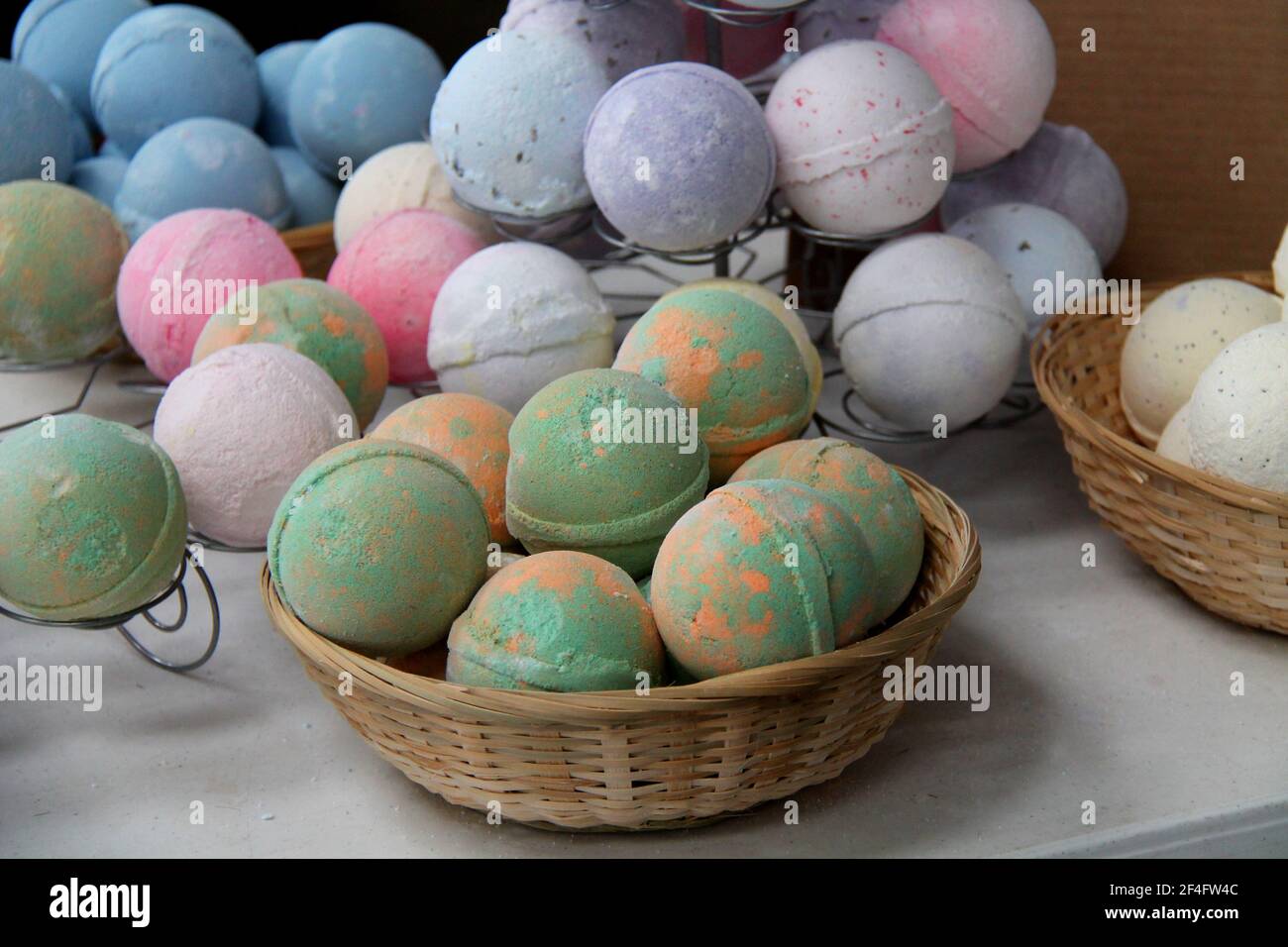 A Display of Various Types of Round Bath Balls Stock Photo - Alamy
