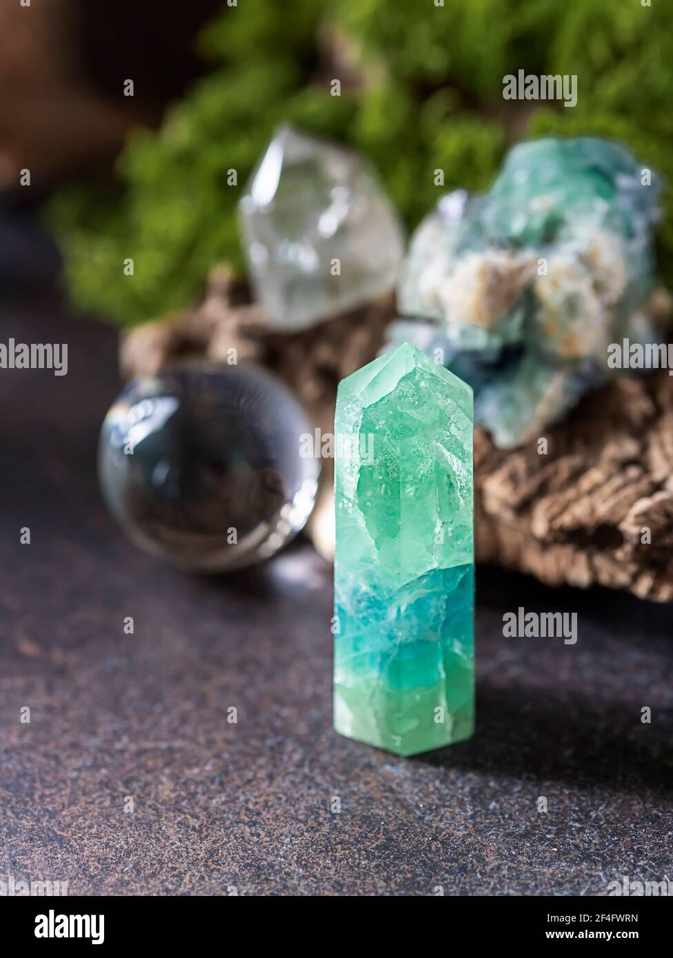 Minerals, crystal on nature background. Crystal Ritual, Healing ...