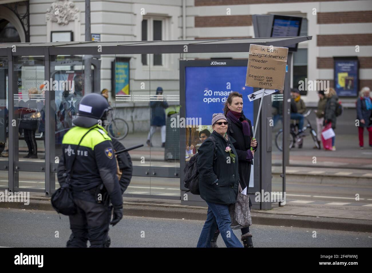 AMSTERDAM - 21-03-2021 - Demonstration in Amsterdam city. The start was ...
