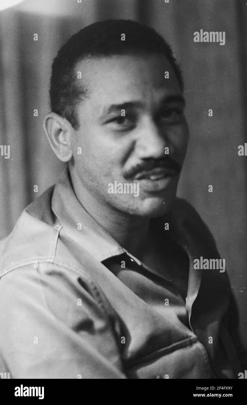 Headshot portrait of Comandante Juan Almeida, Cuba, 1963. From the ...