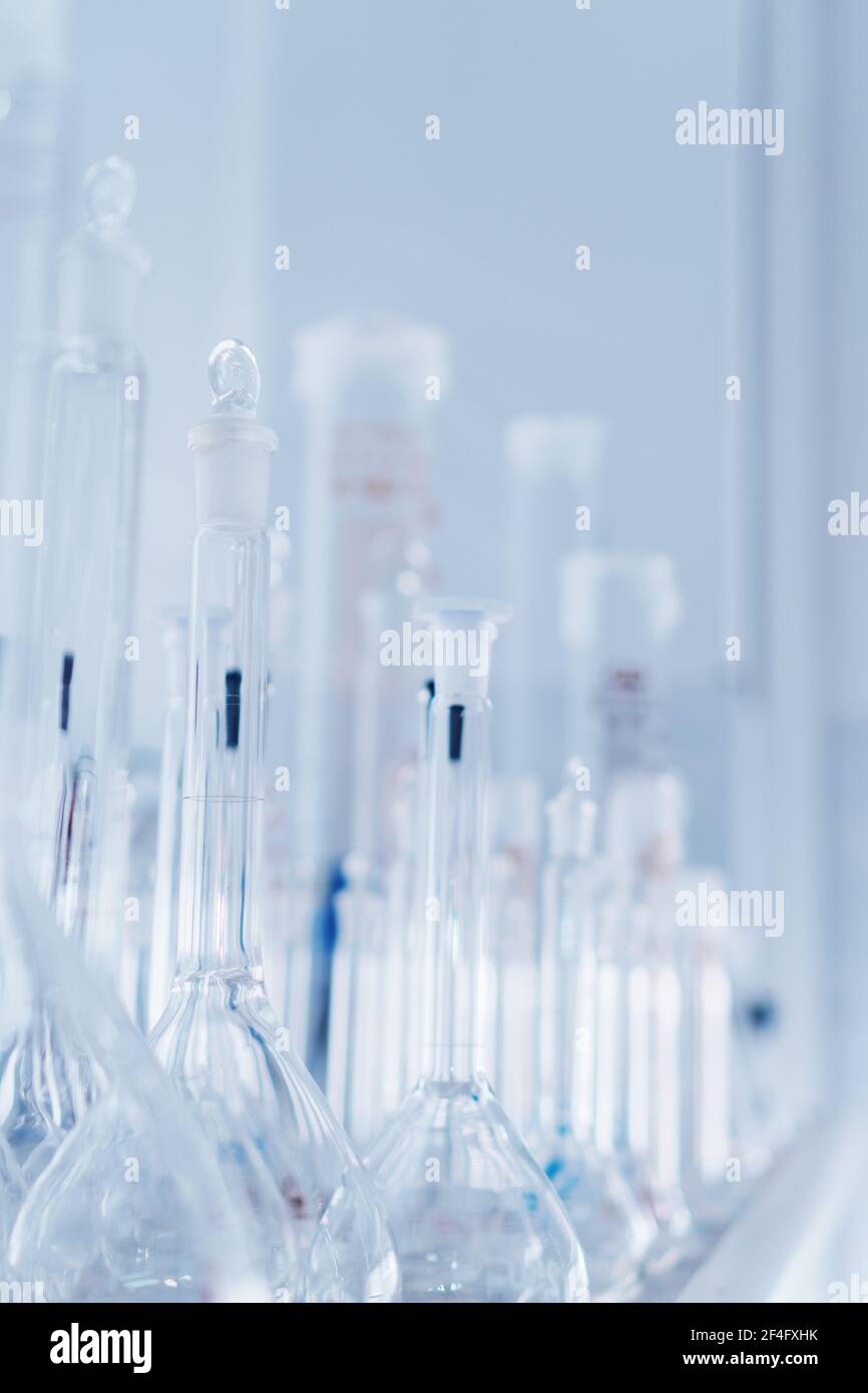 Laboratory tubes and flasks for analyzes and experiments. Science tool ...